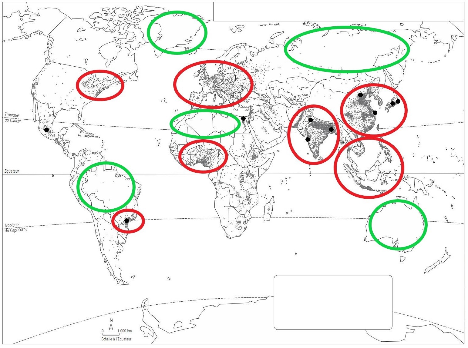 Carte. Le peuplement de la Terre